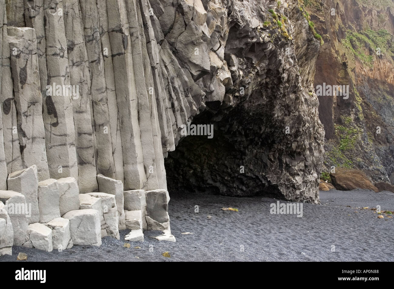 Basalt pillars and cave Iceland Stock Photo - Alamy