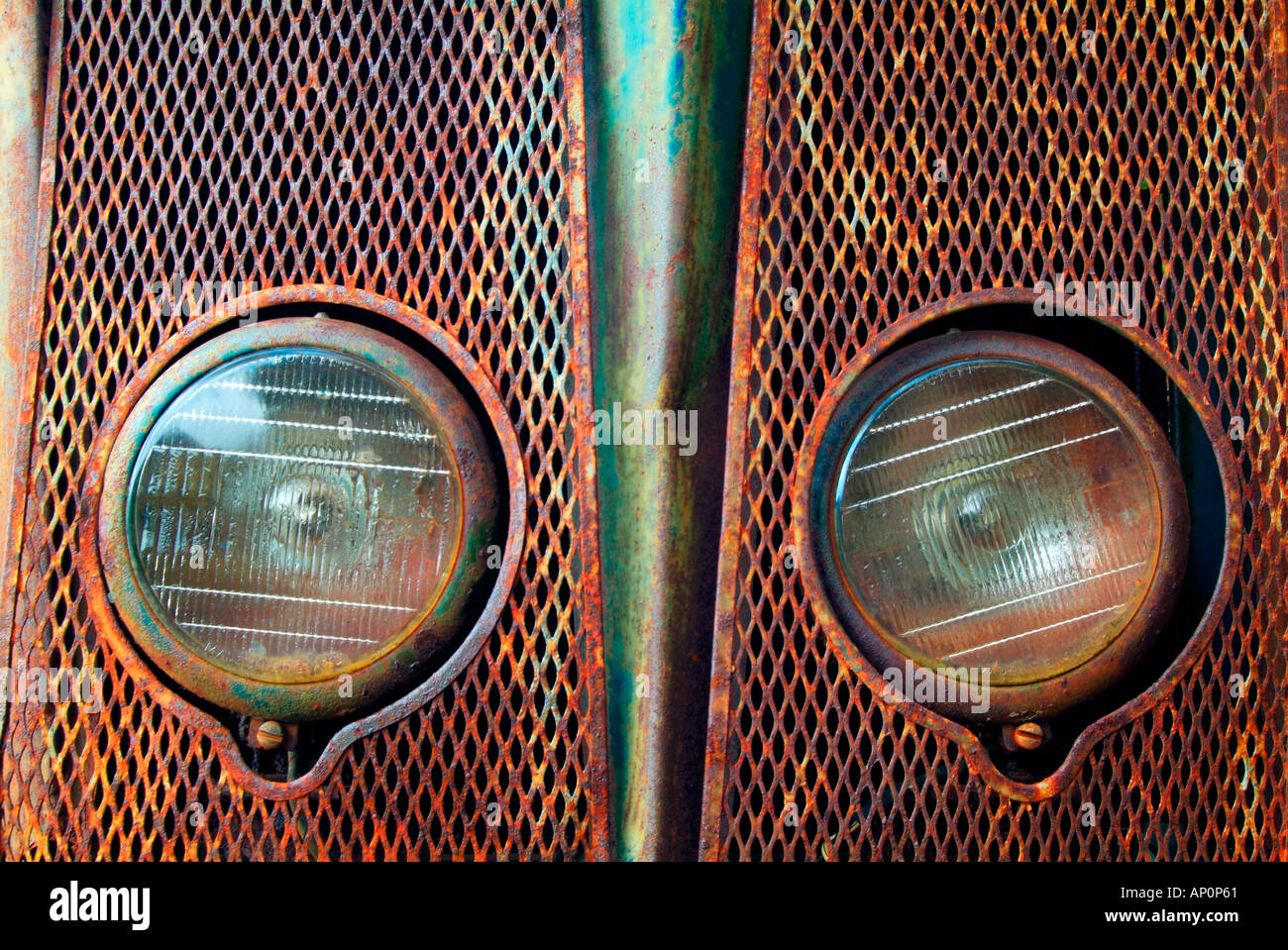 Headlights in old tractor Stock Photo - Alamy