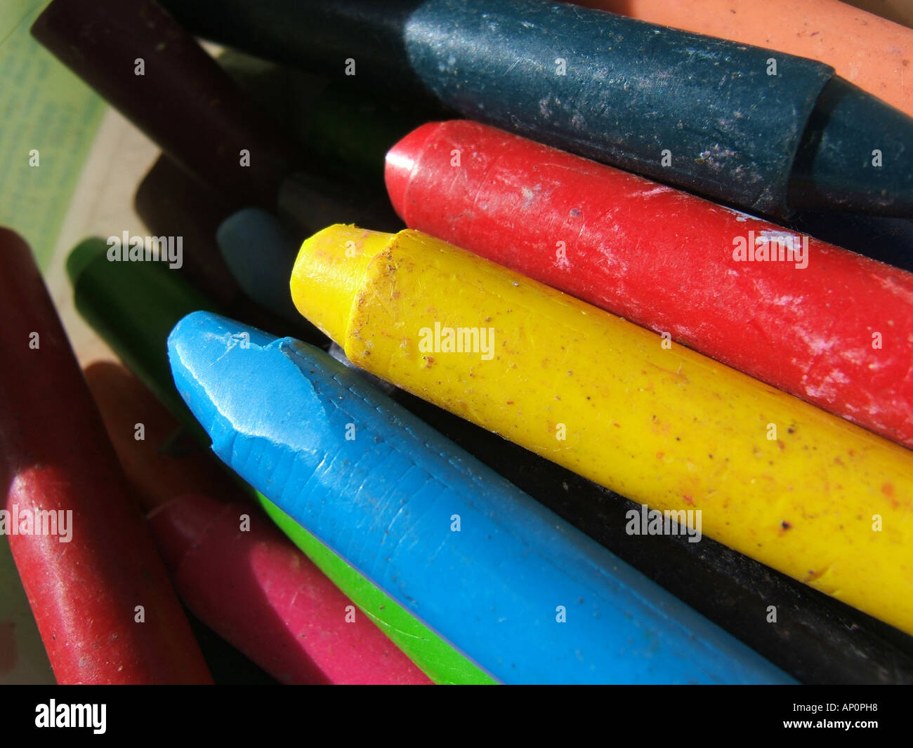 colourful crayons in box Stock Photo - Alamy