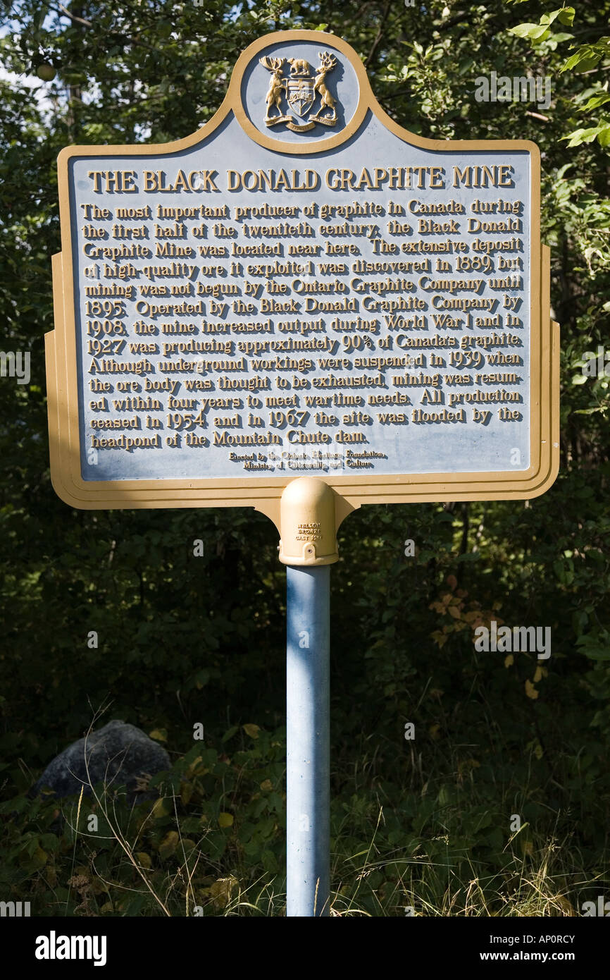 Sign - Black Donald Graphite Mine - Calabogie Canada Stock Photo - Alamy