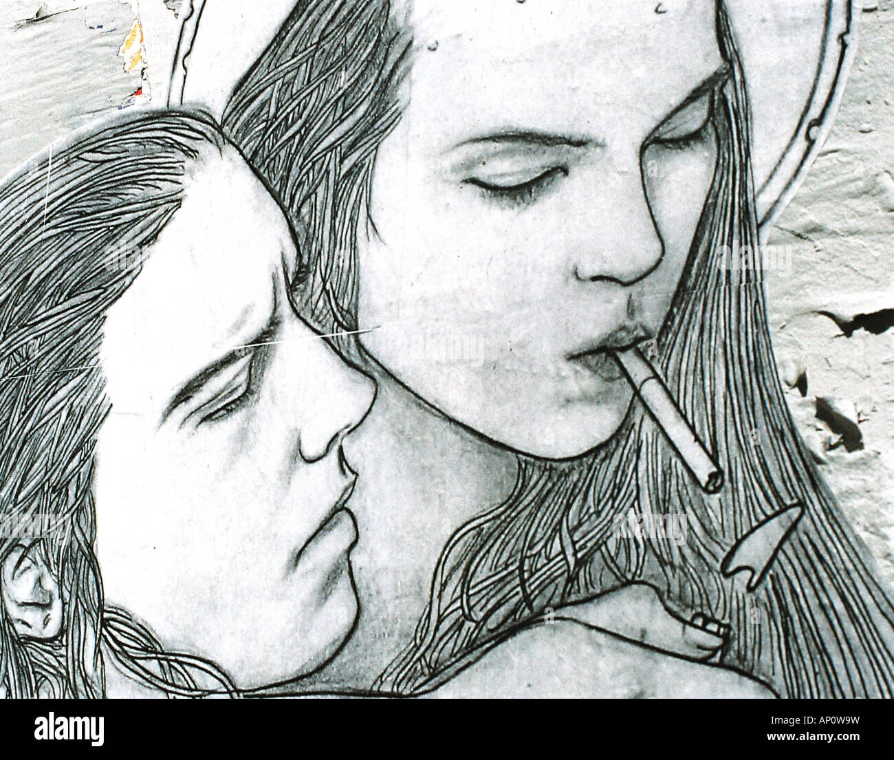A graffiti of two lovers Stock Photo - Alamy