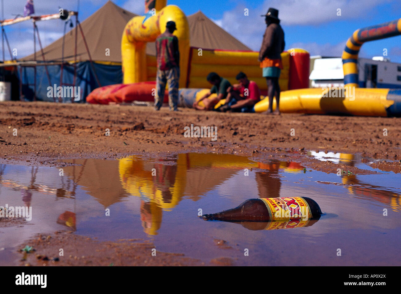 Fred Brophy's Boxing Troupe, camp after rain, Boulia, Simpson Desert ...