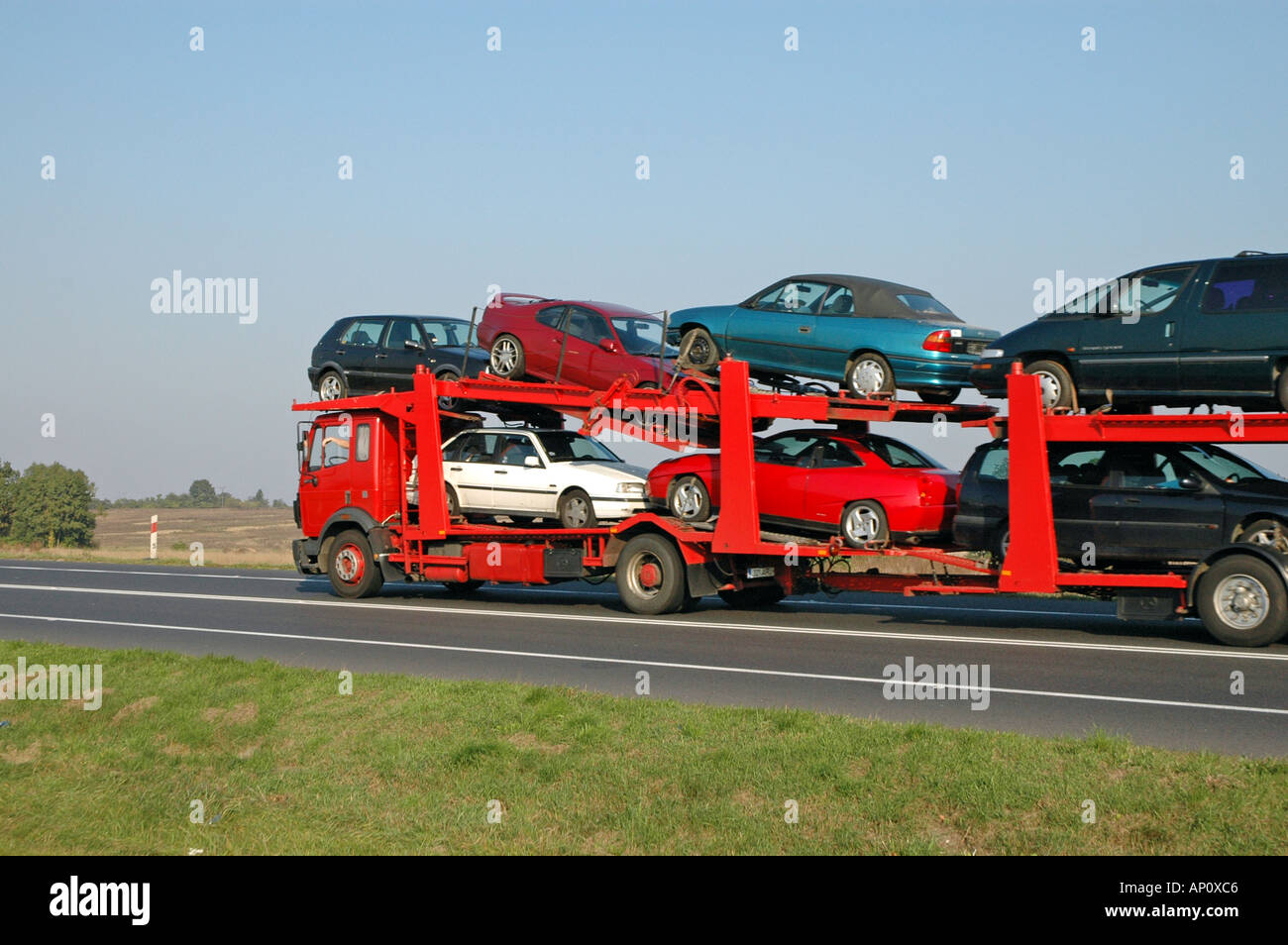 truck transporting cars Stock Photo - Alamy