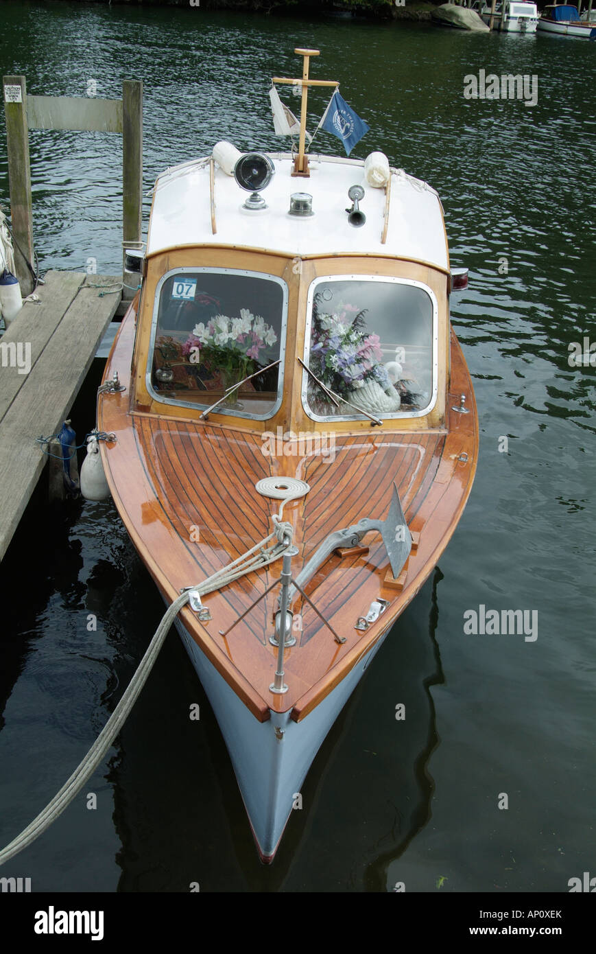 boat Henley on Thames motor launch river jetty UK United Kingdom ...
