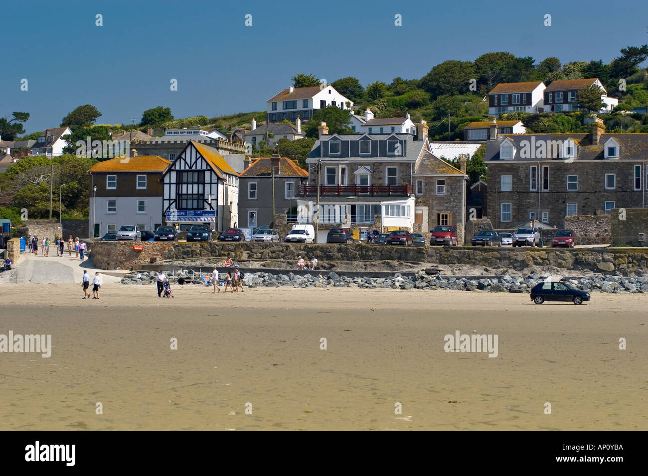 View of Marazion Cornwall from the beach Stock Photo - Alamy