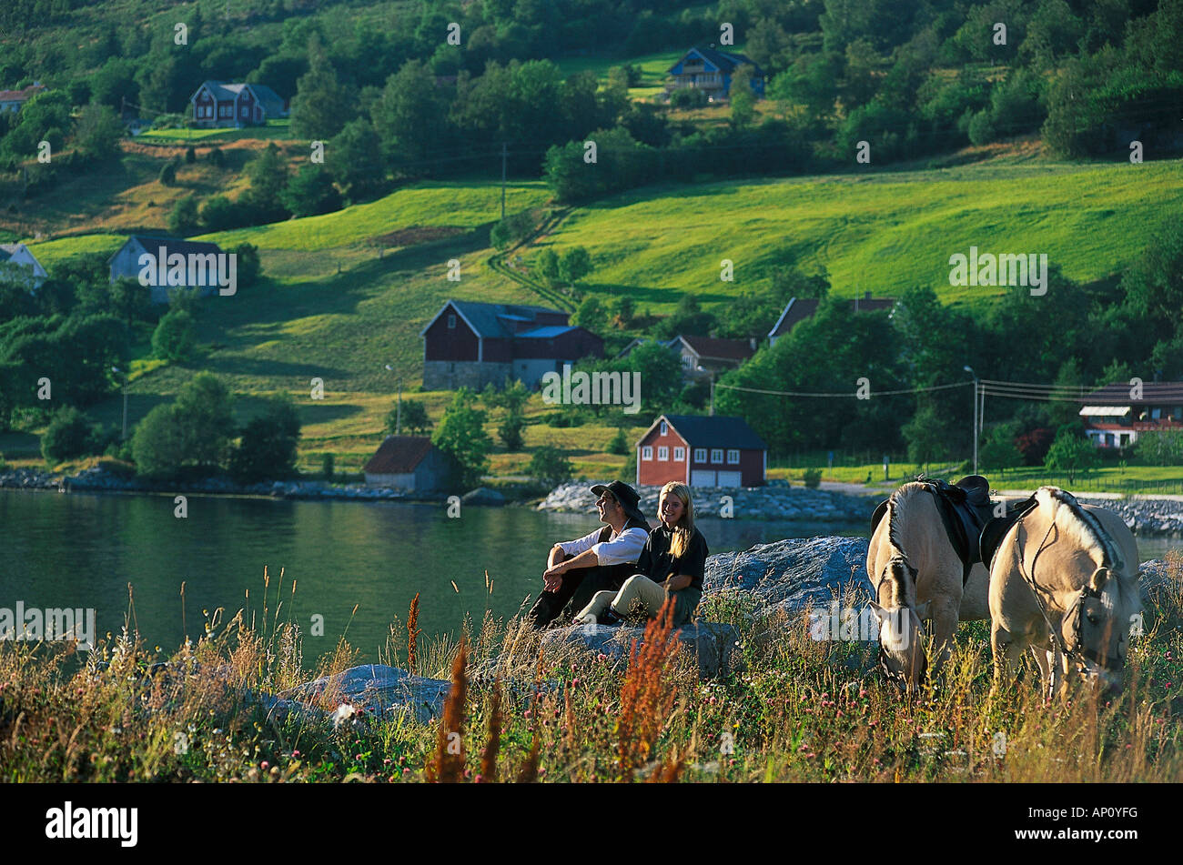 Two people horse riding nordfjord hi-res stock photography and images ...