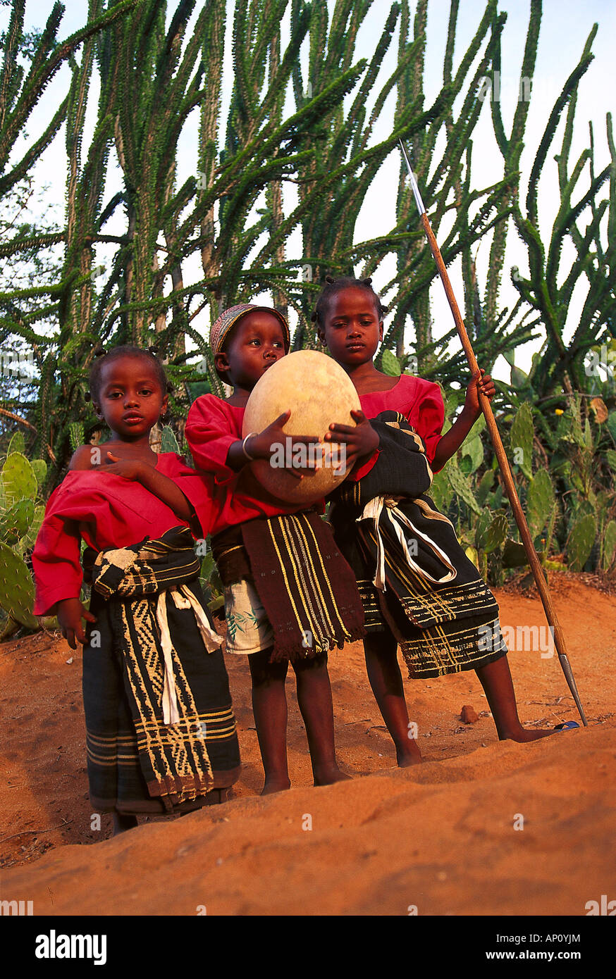 Antandroy children with giant bird's egg, South Madagascar Stock Photo ...