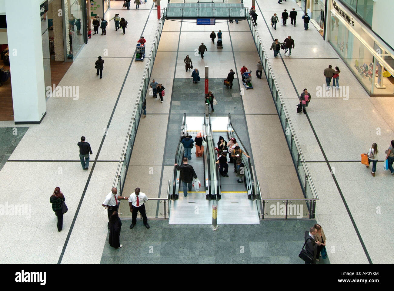 Arndale centre Manchester concourse walkway escalator pedestrian ...