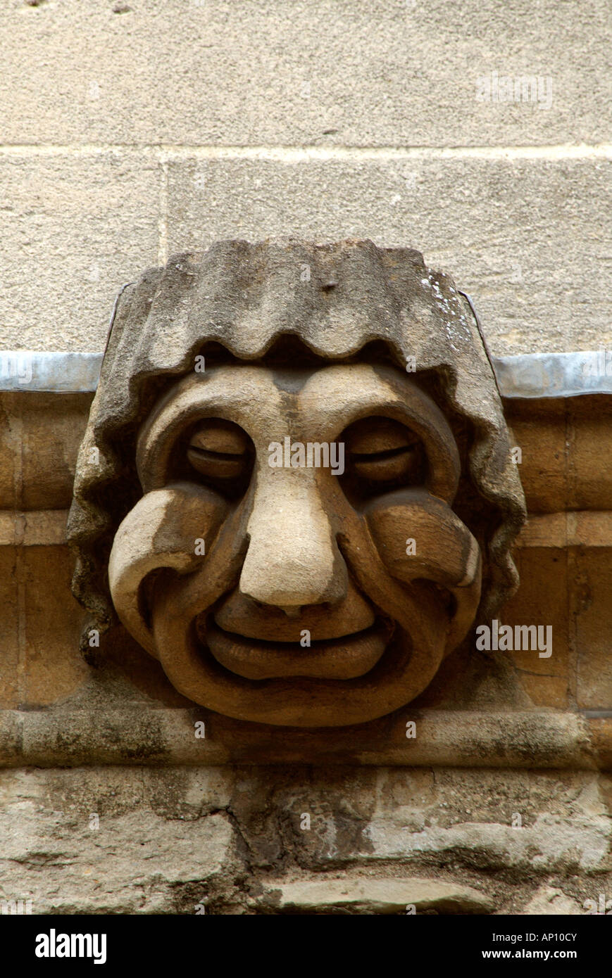 man head gargoyle close up Oxford university town stone carving ...