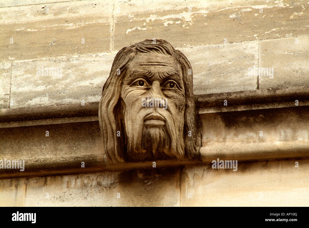 head gargoyle close up Oxford university town stone carving distorted ...