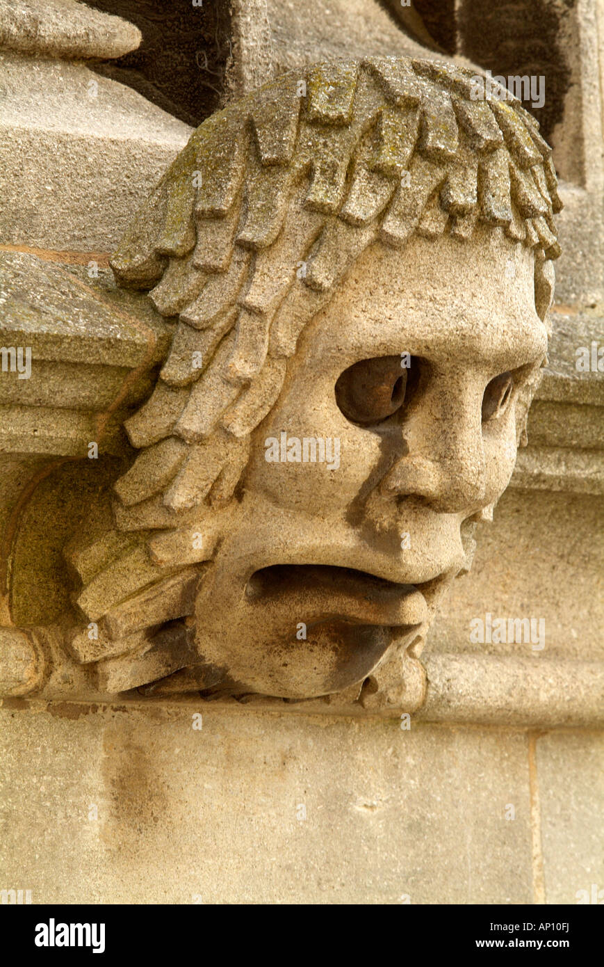 head gargoyle close up Oxford university town stone carving distorted ...