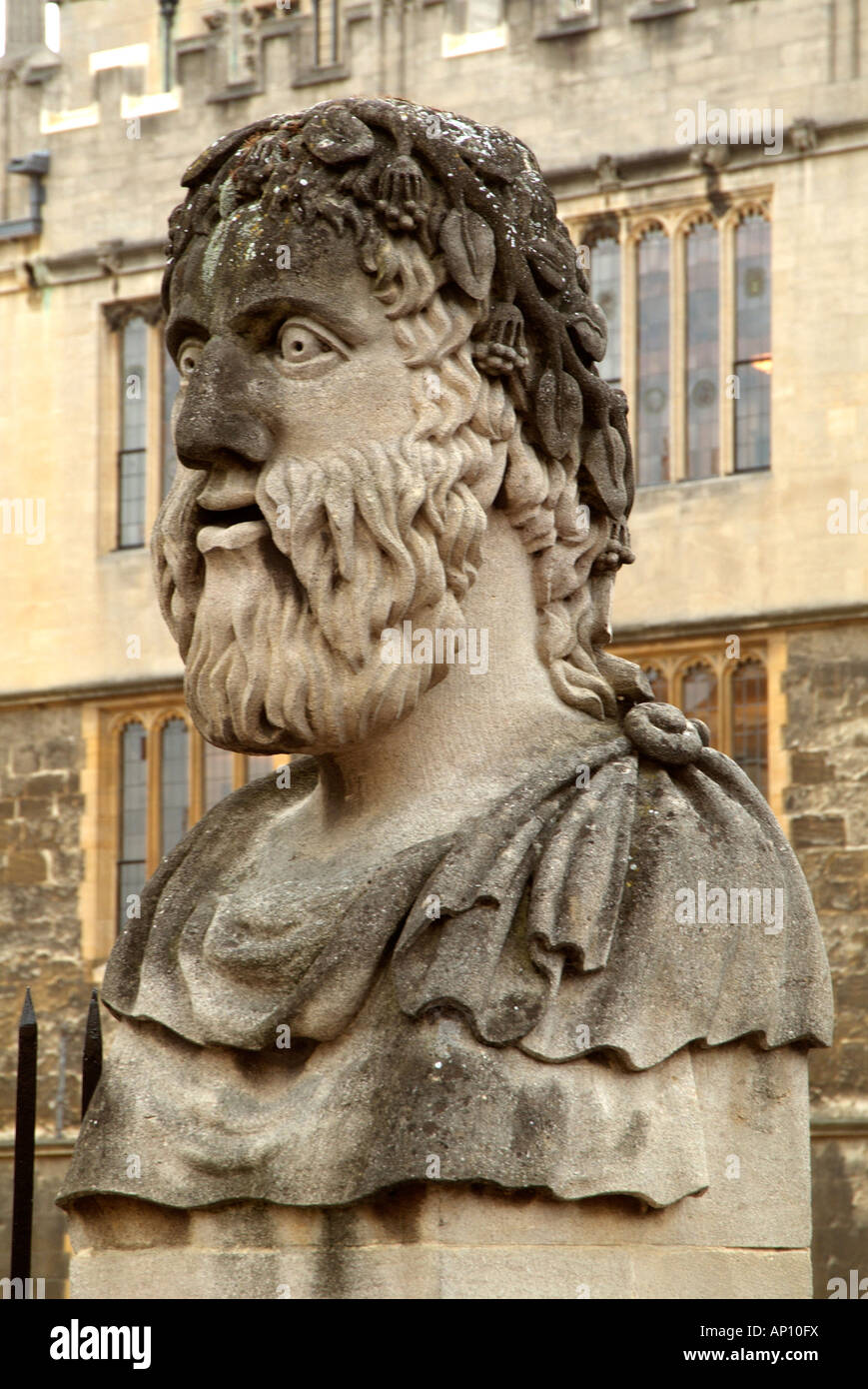 head gargoyle close up Oxford university town stone carving distorted ...