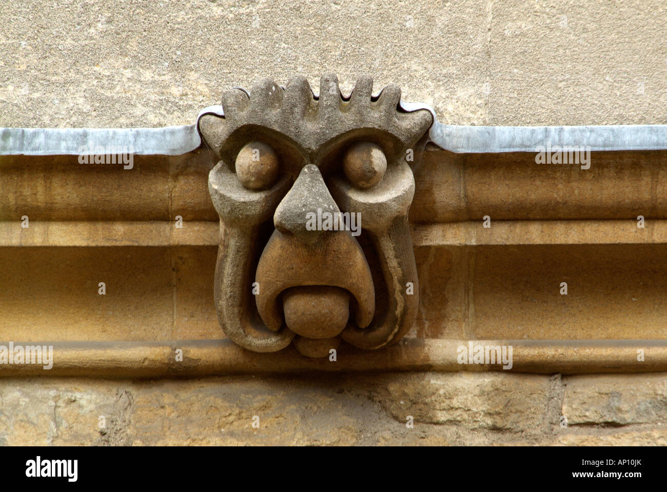 head gargoyle close up Oxford university town stone carving distorted ...