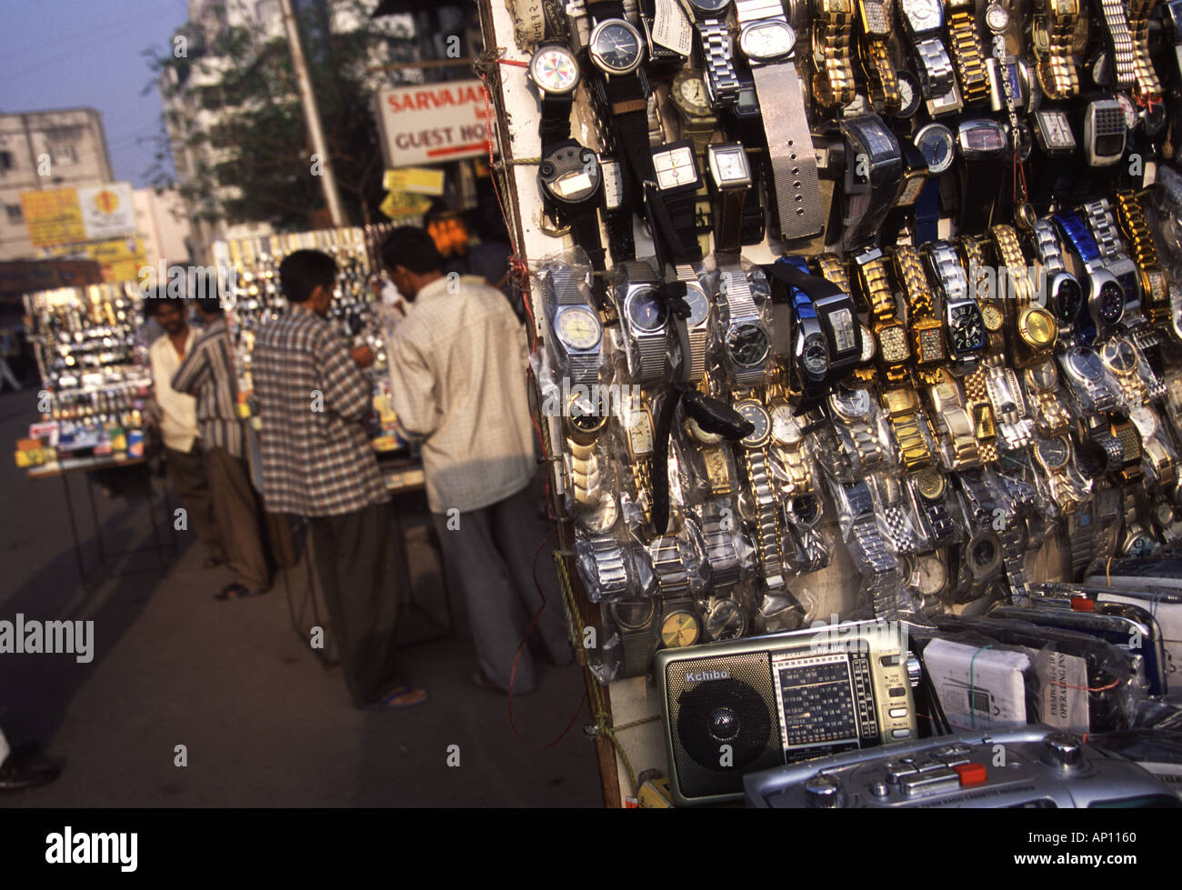 Watches for sale at an Indian street market Stock Photo - Alamy