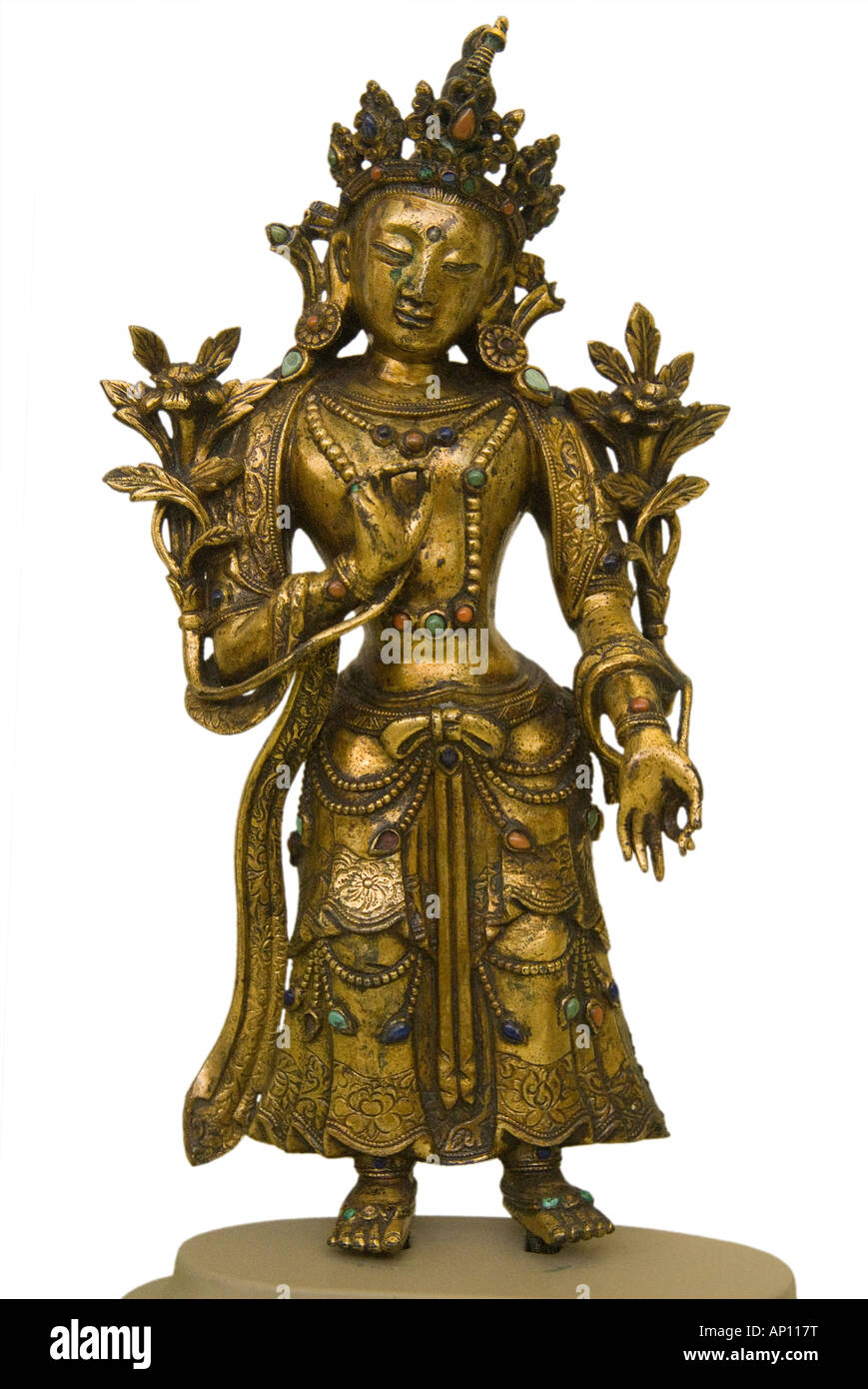 maitreya guilded bronze Sanskrit Metteyya Pāli future Buddha standing ...