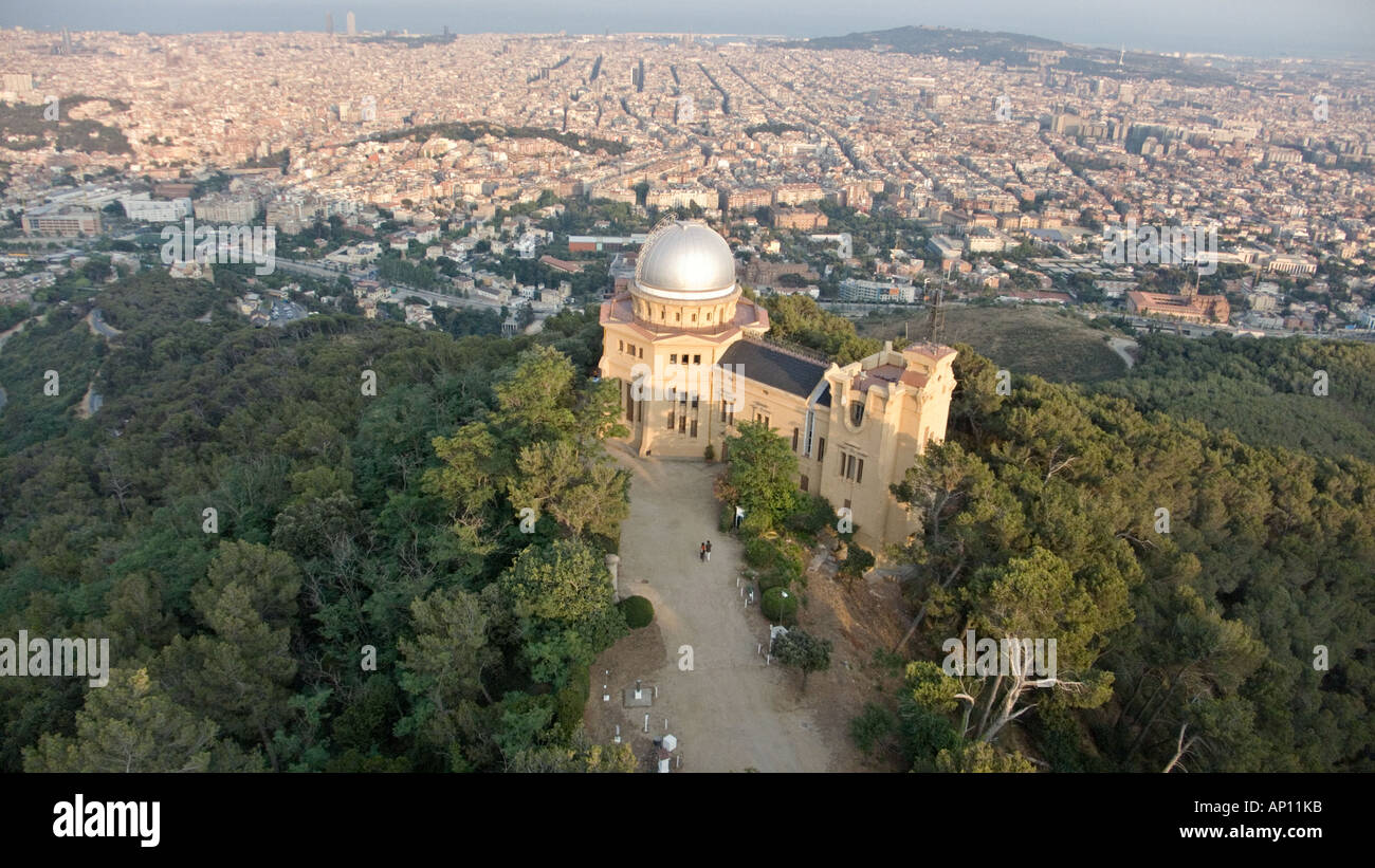 Aerial view of Fabra Astronomic Observatory on Tibidabo hill and ...