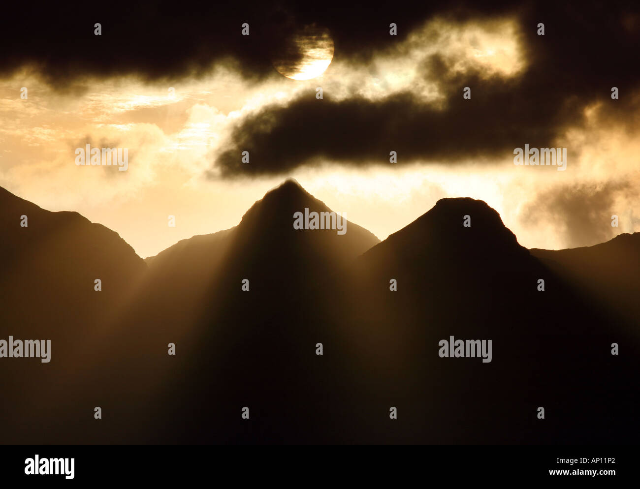 Sunset over the Isle of Rum, photo taken from isle of Eigg, EiggWestern ...