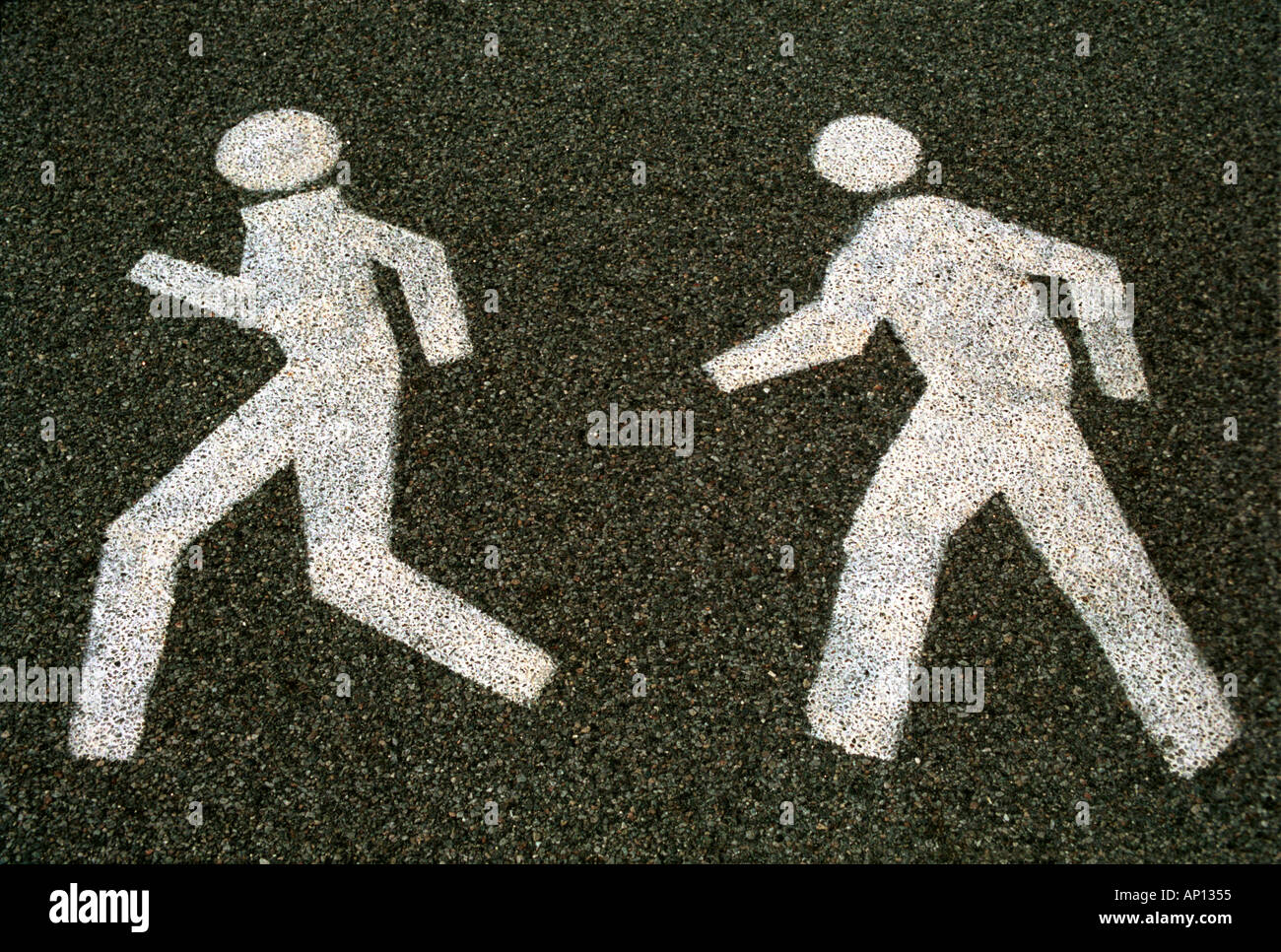 Pedestrian warning sign in New York City USA Stock Photo - Alamy