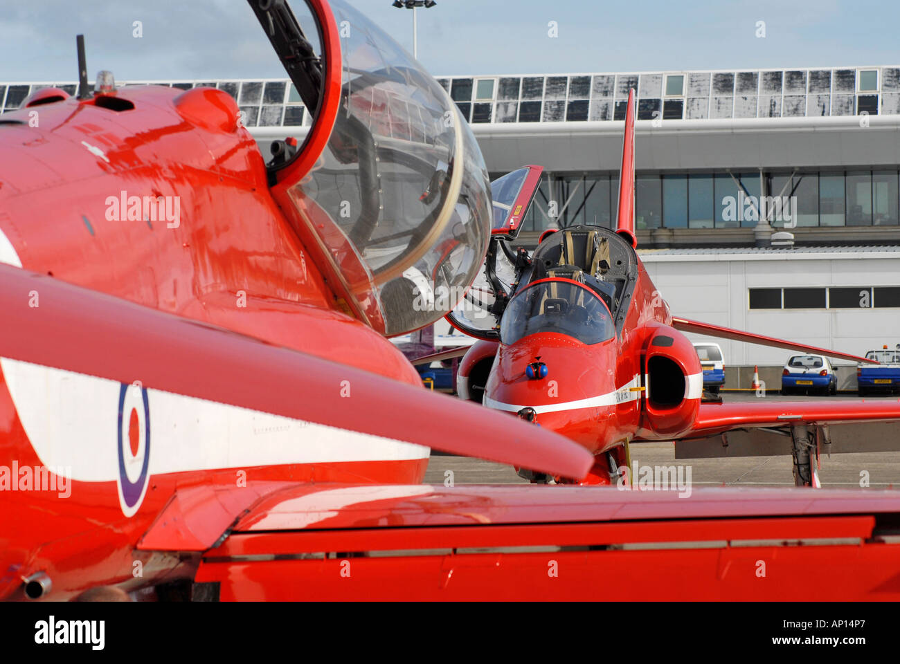 Ground crew prepare the Hawk aircraft for the RAF display team the Red ...
