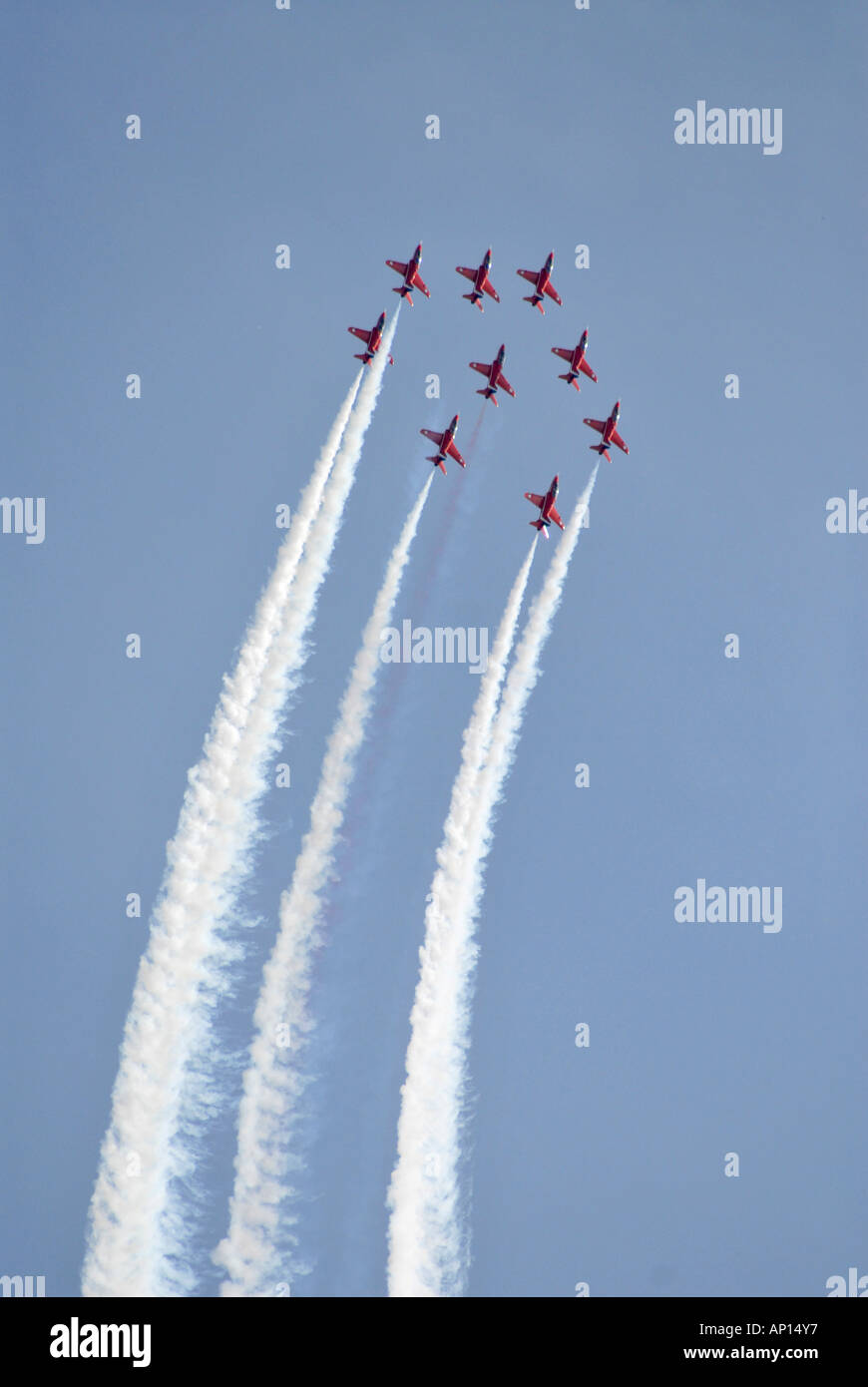 RAF display team the Red Arrows at the Jersey International Air Display ...