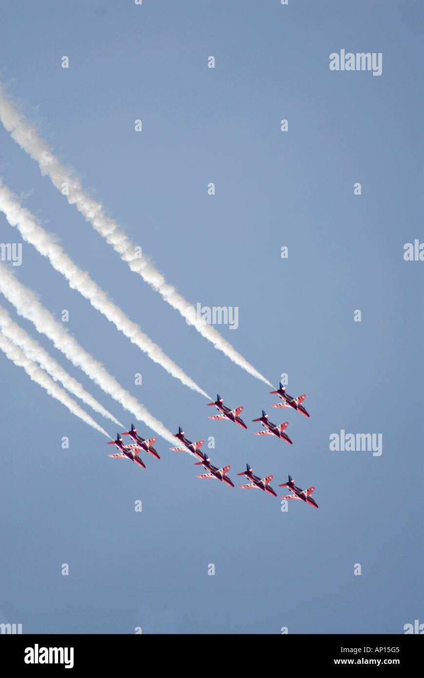 RAF display team the Red Arrows at the Jersey International Air Display ...