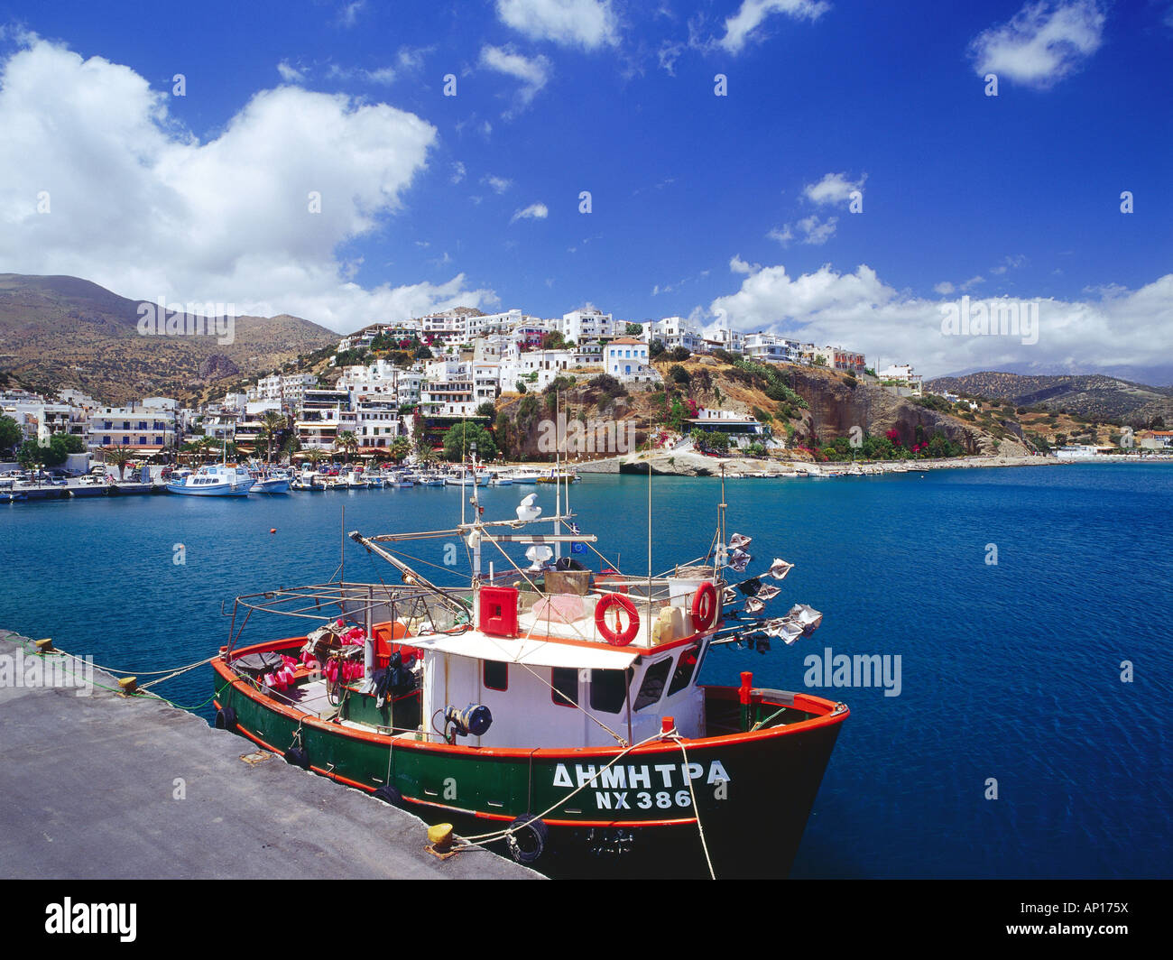Fishing boat, harbour of Agía Galini, Crete, Greece Stock Photo - Alamy