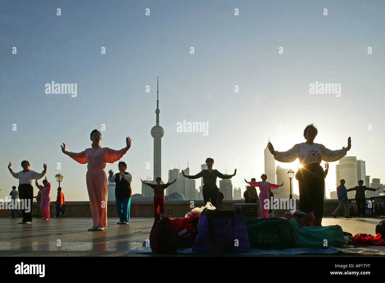 Morning exercise on the Bund, Shanghai Stock Photo - Alamy