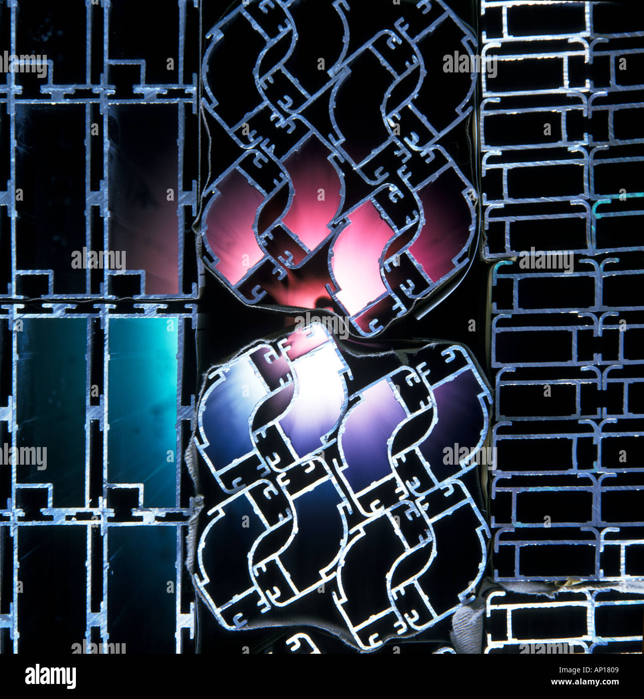 Aluminium extrusions colourful abstract pattern Stock Photo - Alamy