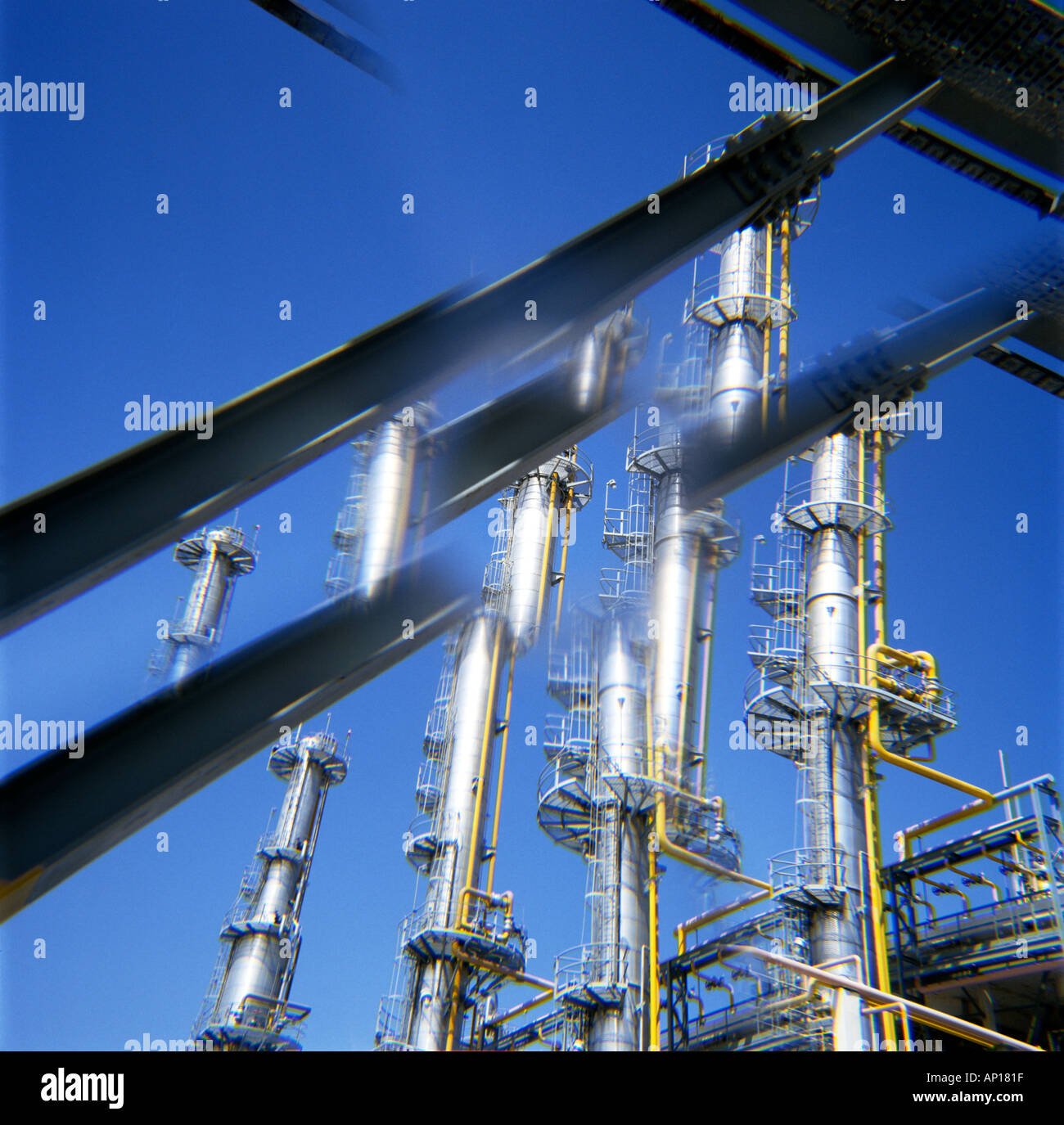 Industrial chimneys abstract prismatic view Stock Photo - Alamy