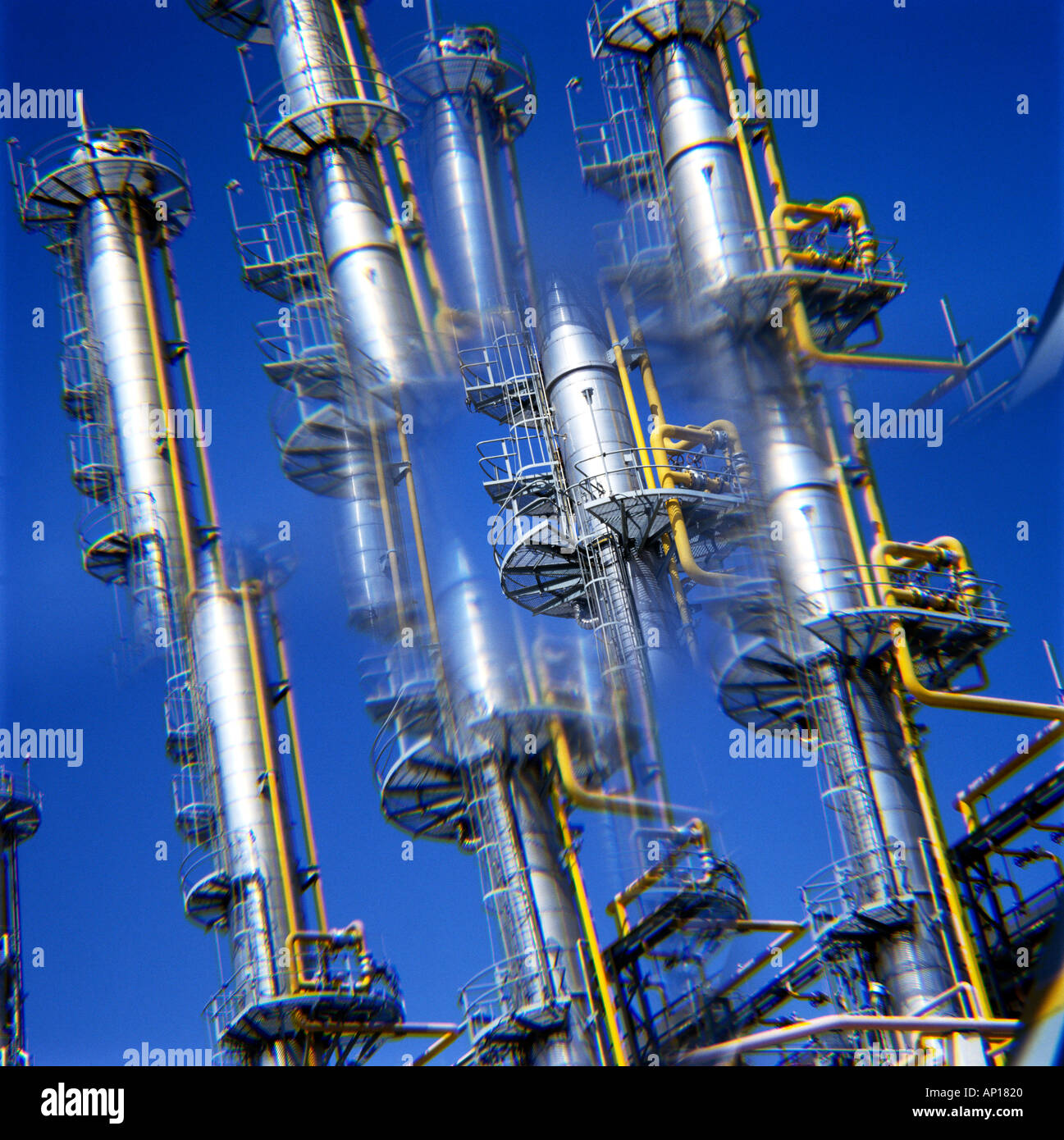 Industrial chimneys abstract prismatic view Stock Photo - Alamy