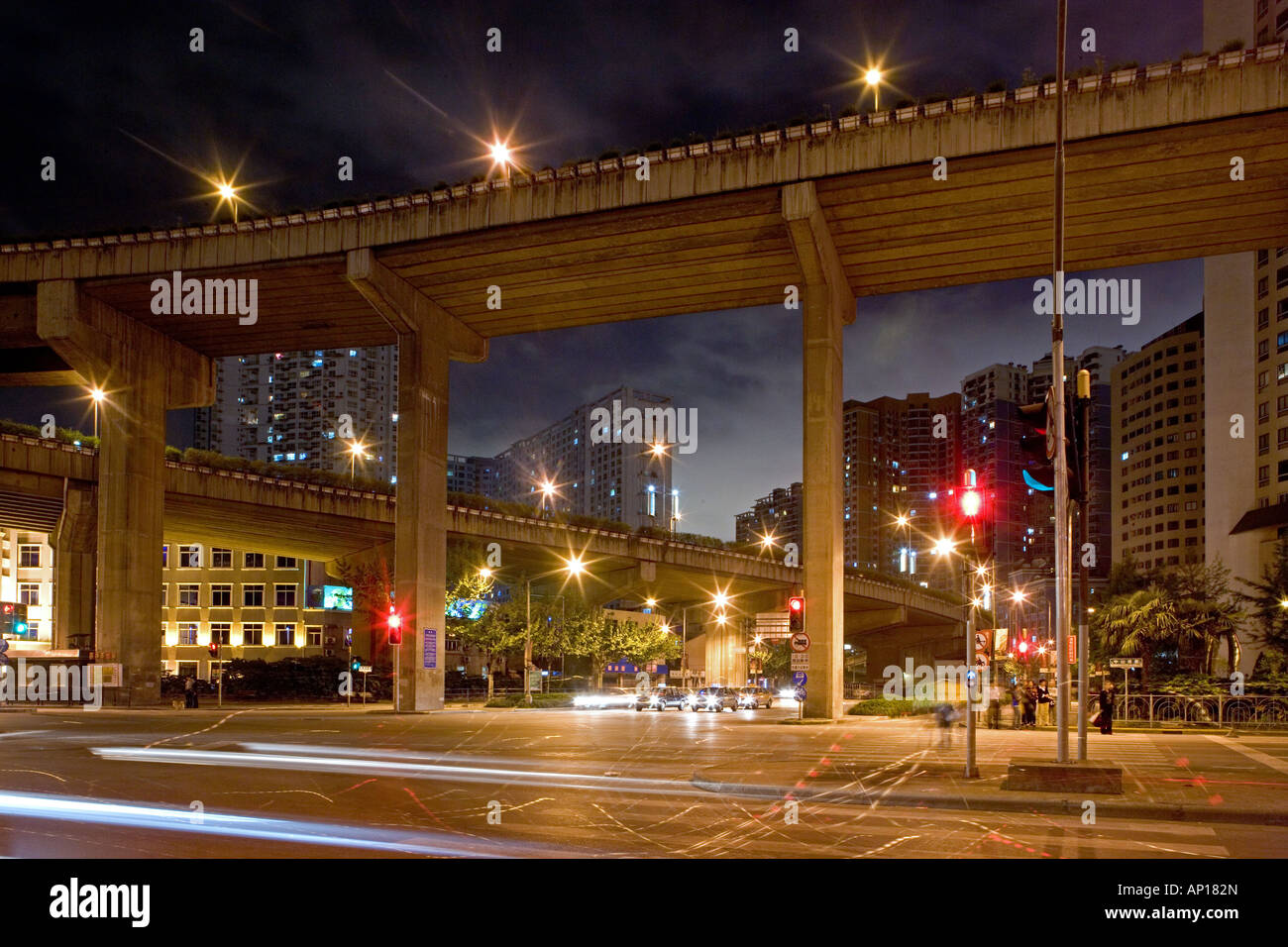 Nanpu Bridge, motorway, circle, Gaojia expressway to Pudong, Shanghai ...