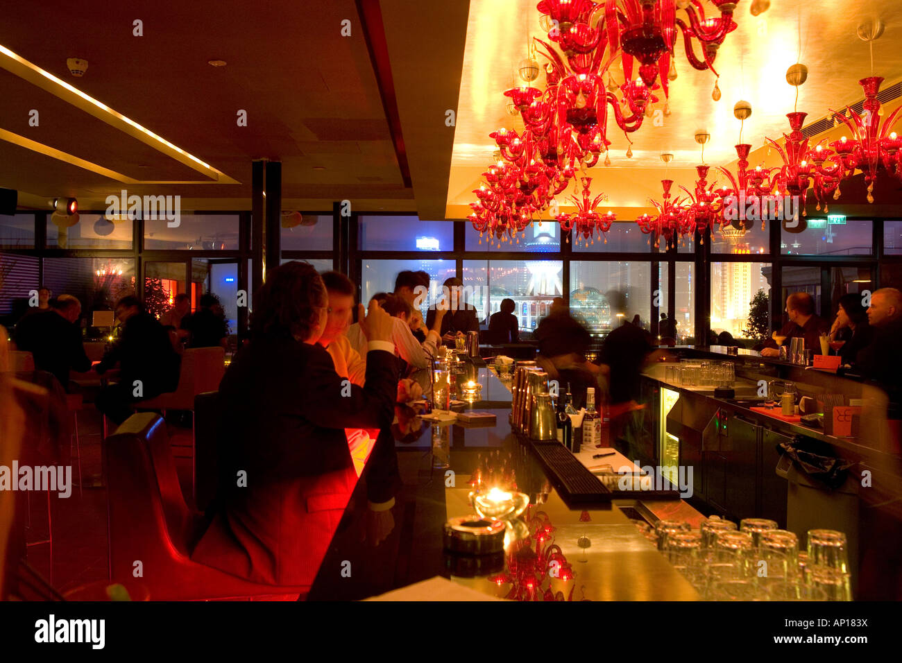 Bar Red, Luxury bar in Bund 18, Design Bar, chic, view of Pudong ...