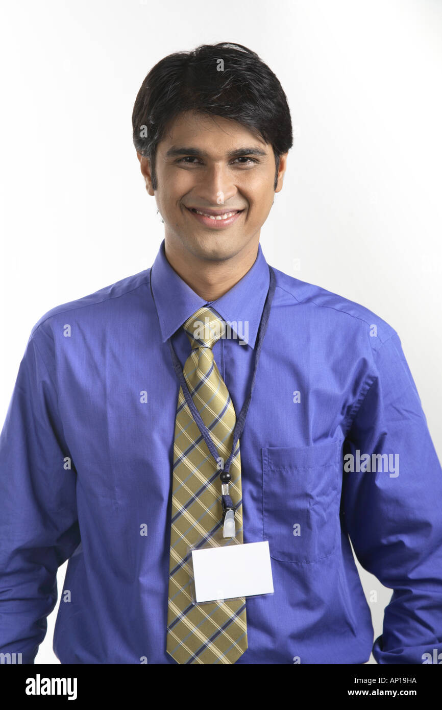 ANG200102 Executive with Identity card around neck Stock Photo - Alamy