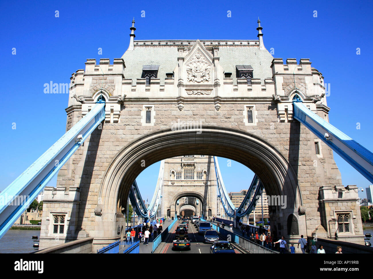 Crossing the Tower Bridge in London Stock Photo - Alamy