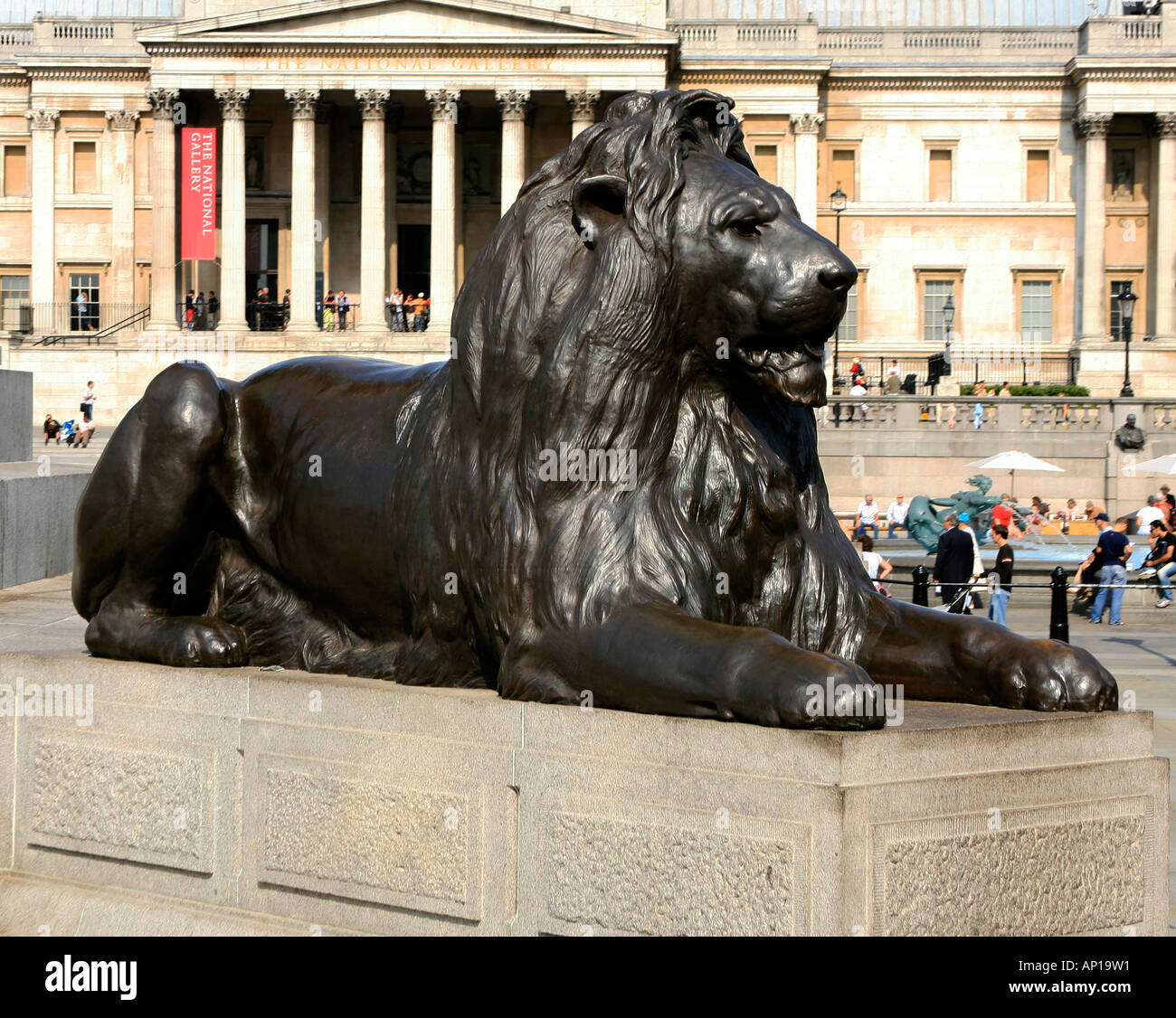 Bronze Lion Statue at Trafalgar Square in London Stock Photo - Alamy