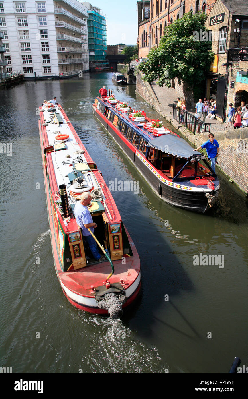 Houseboat Barges on Canal at Camden in London Stock Photo - Alamy