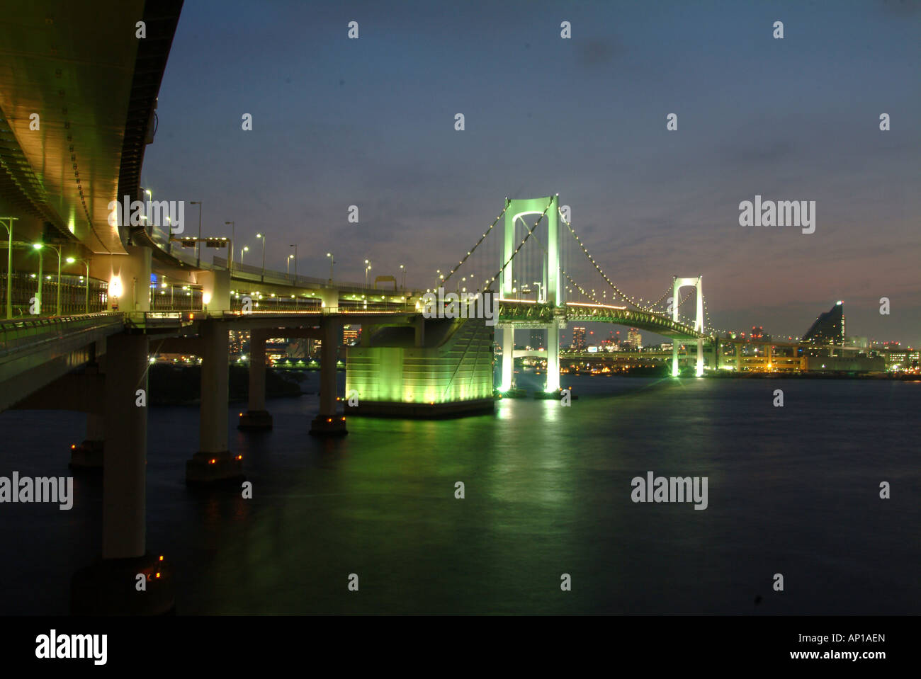 View of Rainbow Bridge at night, Tokyo, Japan Stock Photo - Alamy