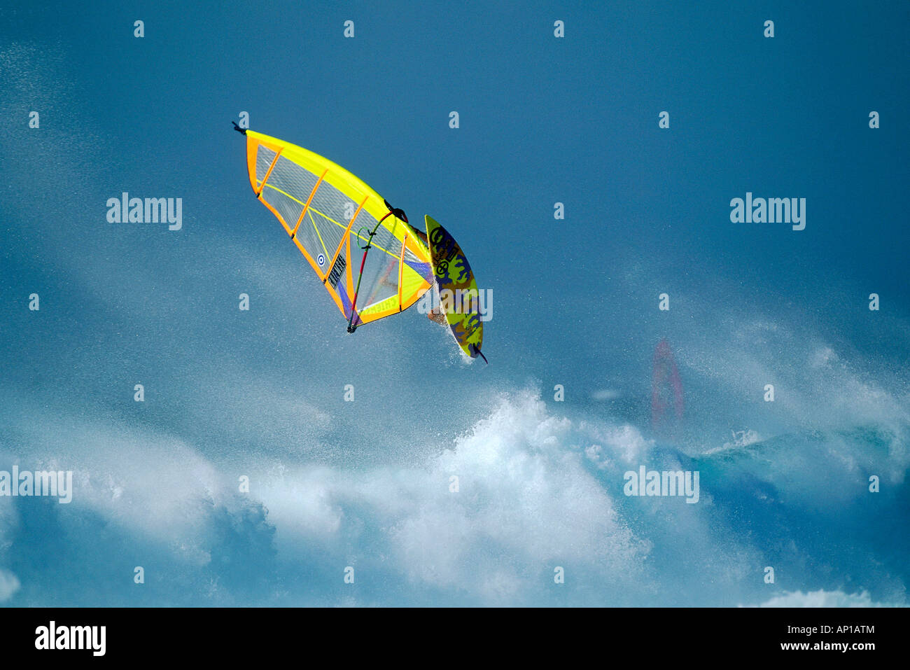 Windsurfer jumping the waves, Windsurfing, Hawaii, USA, America Stock ...