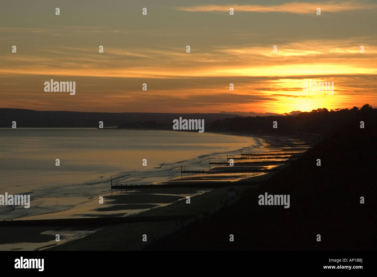 Sunset over Poole harbour Stock Photo - Alamy