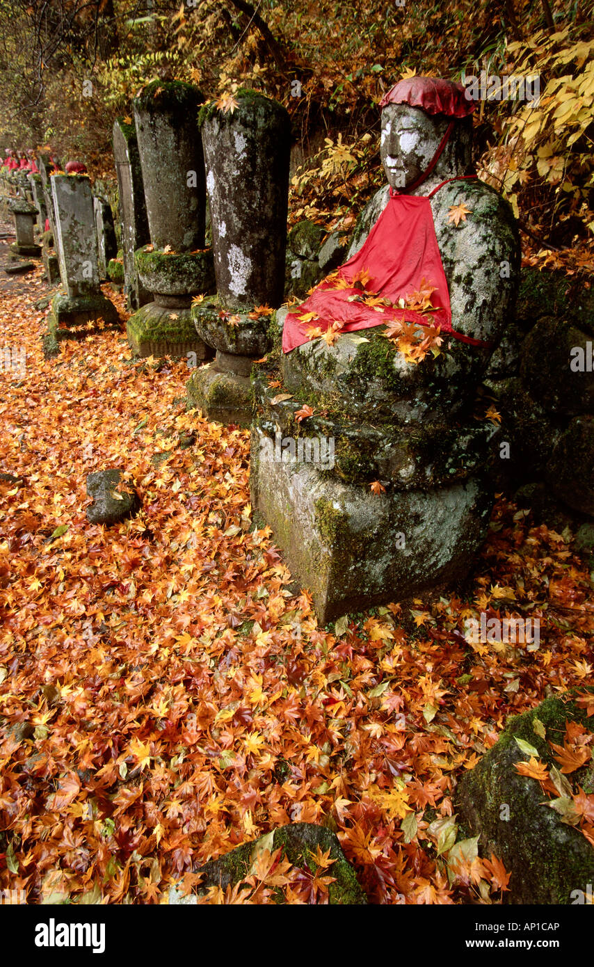Buddhistic priest figures at river Daiya, Gamangafuchi Gorge, Nikko ...