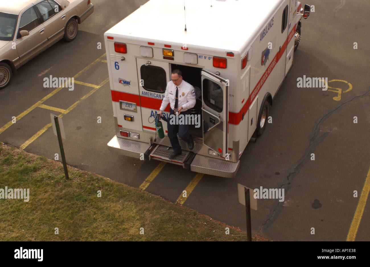 Ambulance EMT on back of truck Stock Photo - Alamy