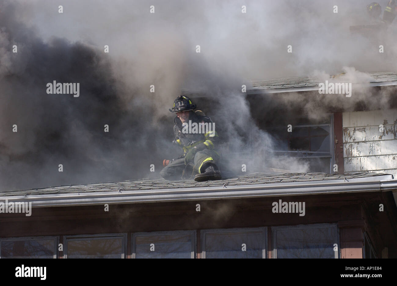 Firefighters fighting a fire House fire, New Haven CT USA Stock Photo ...