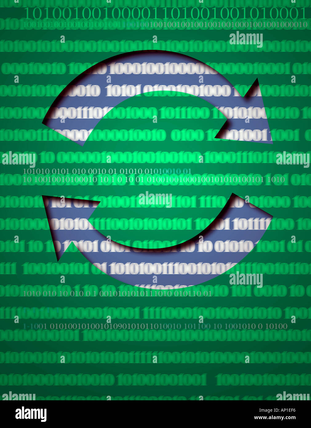 Curved arrows going different directions with binary code Stock Photo ...