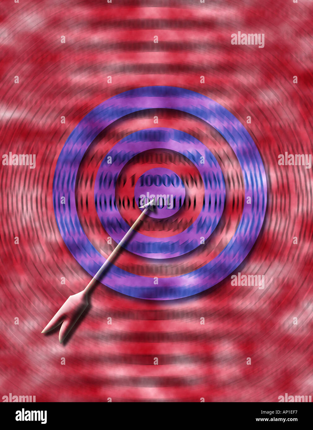Stylized idea concept arrow hitting bullseye Stock Photo - Alamy