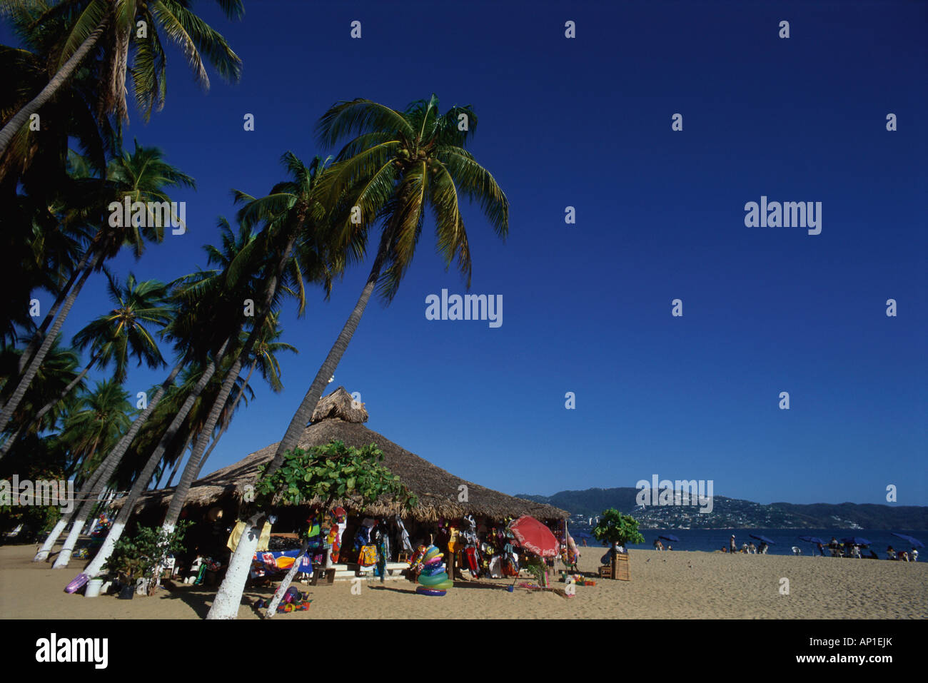 Sandy beach with palm trees, Playa Condesa, Acapulco, Mexico, America ...