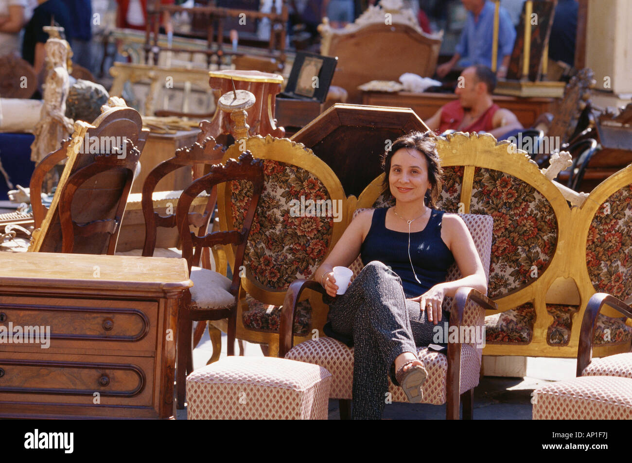 Antiques market, Arezzo, Tuscany, Italy Stock Photo - Alamy