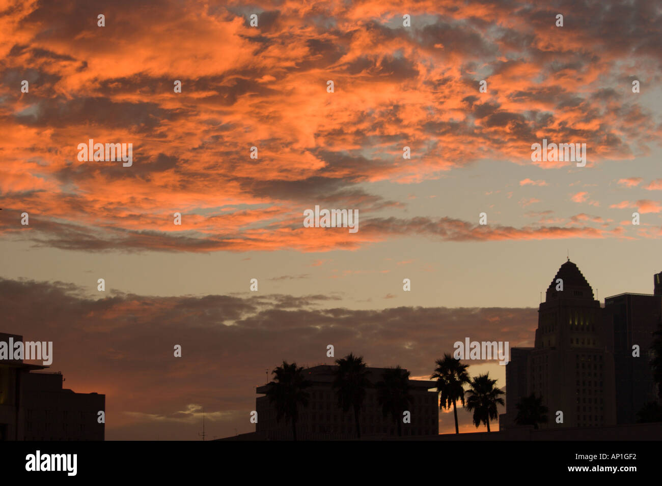 Sunset over downtown Los Angeles Stock Photo - Alamy