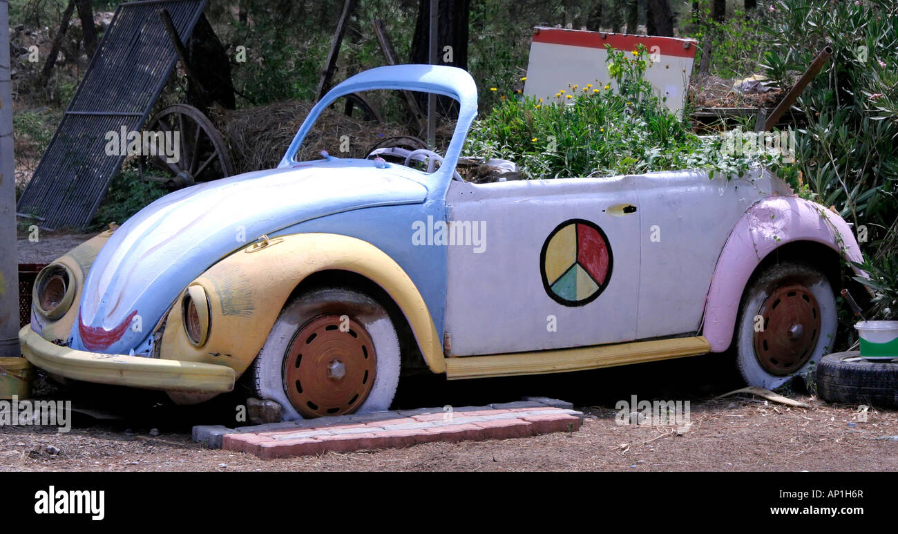 colourful hippie volkswagen flower pot Stock Photo - Alamy