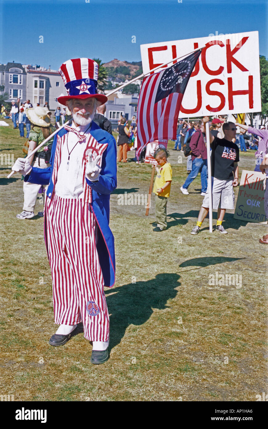 "Elderly man dressed as "Uncle Sam" for Peace at an "Anti War" Rally ...