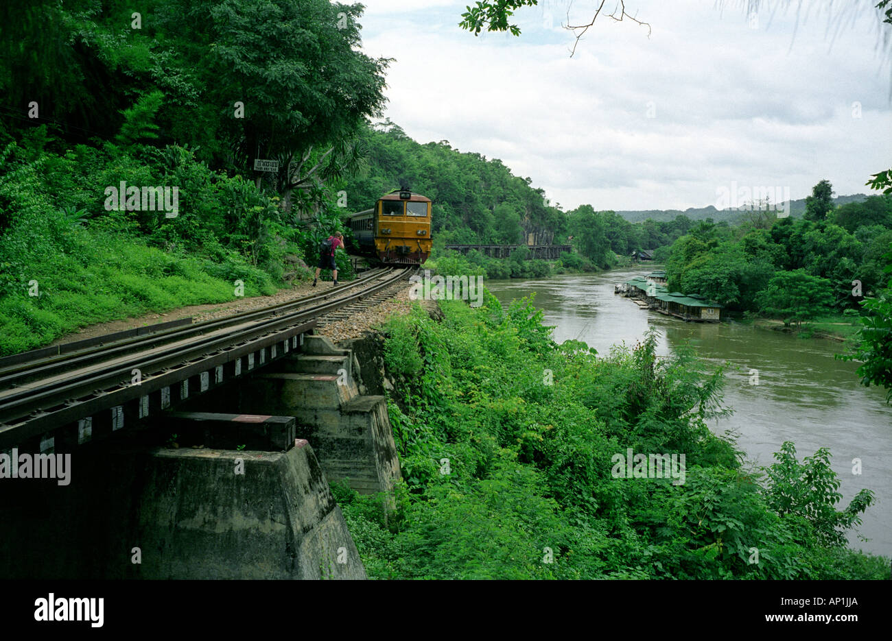 THAILAND THE RAILWAY LINE ON THE KWAI RIVER AT KRASAE CAVE NORTH OF ...